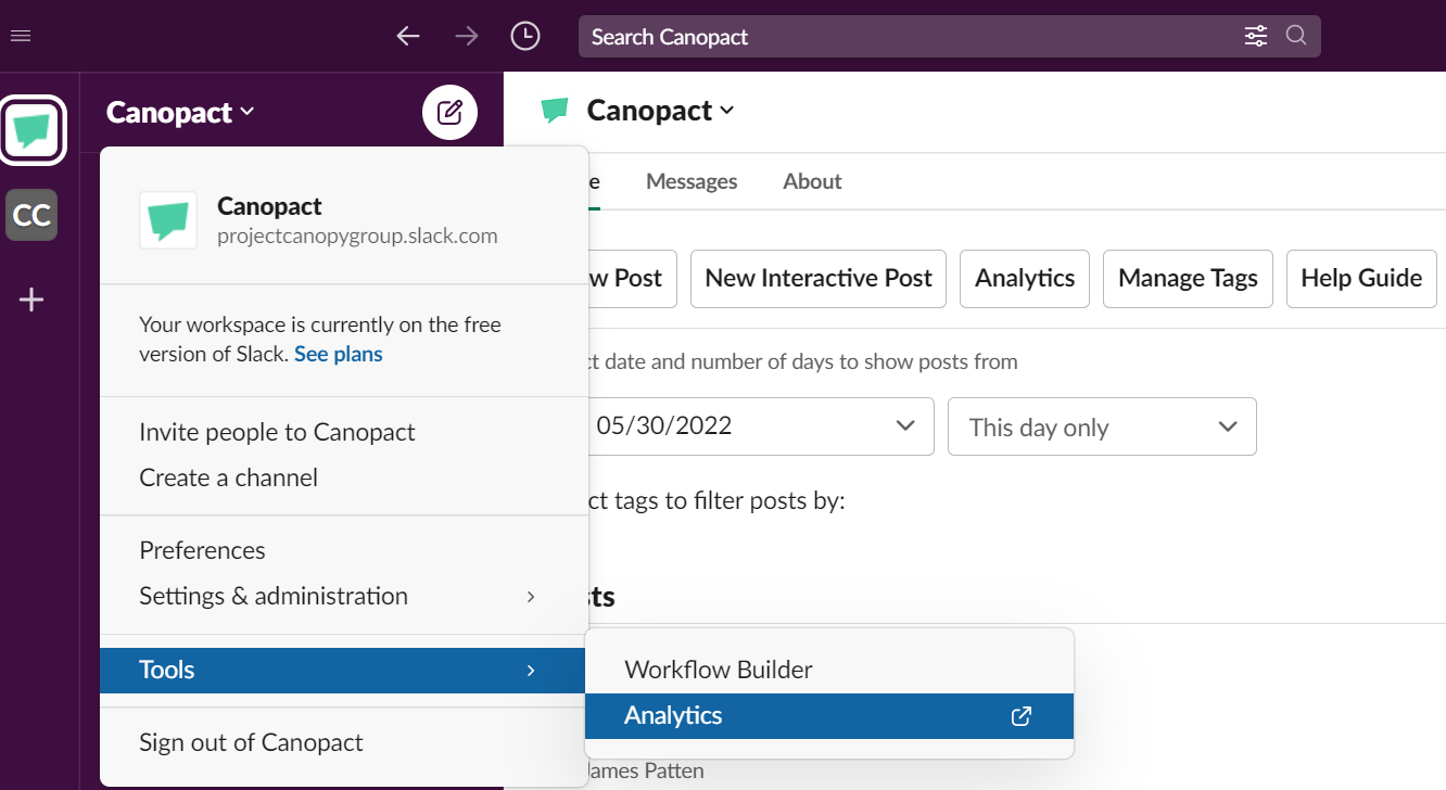 Slack analytics store